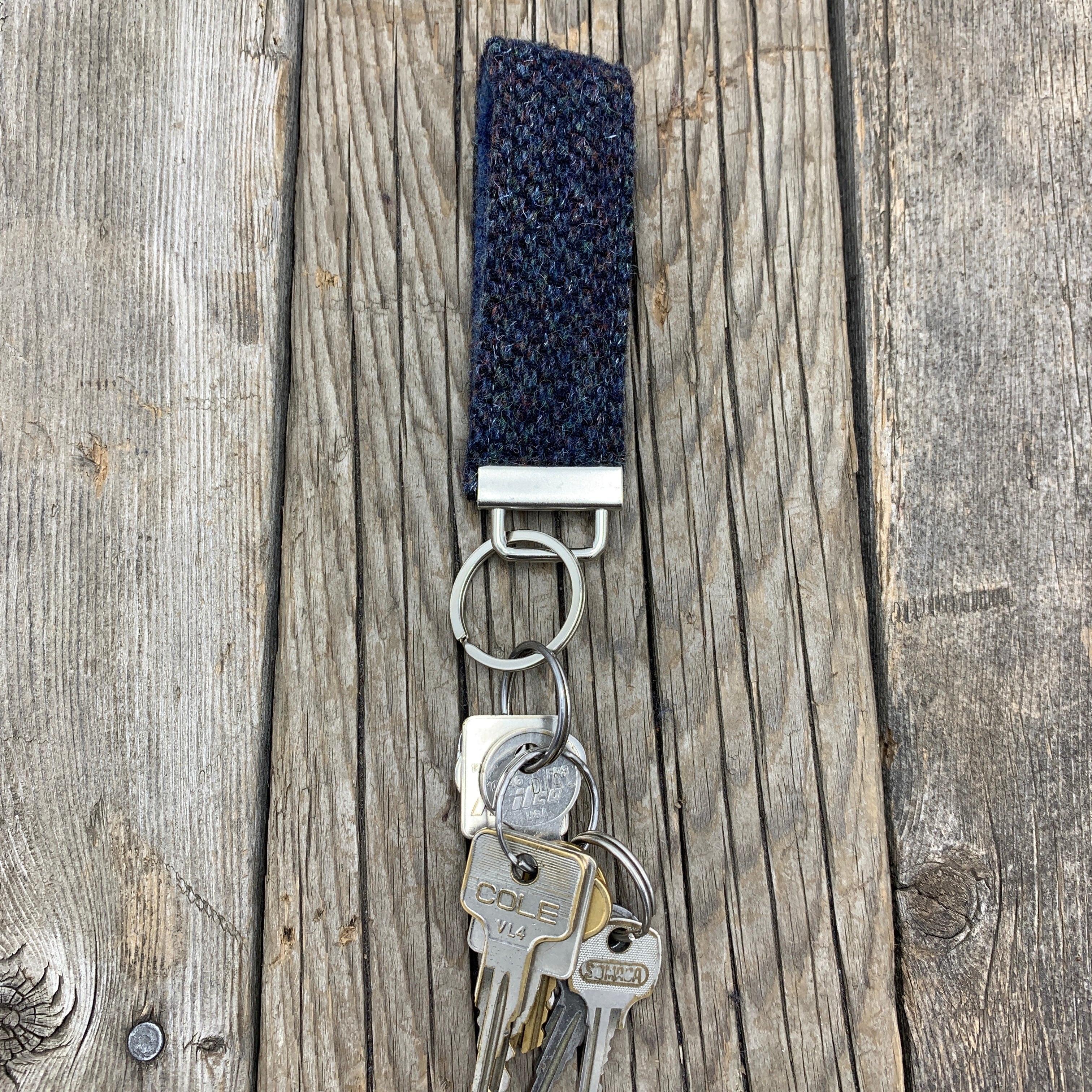 Woolly Key Ring - Dark Blue Tweed – jj wool company